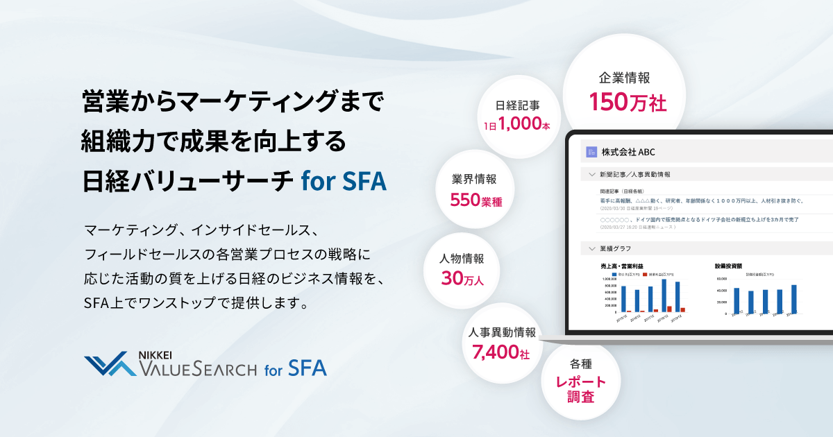 営業からマーケティングまで組織力で成果を向上する｜日経バリューサーチ for SFA